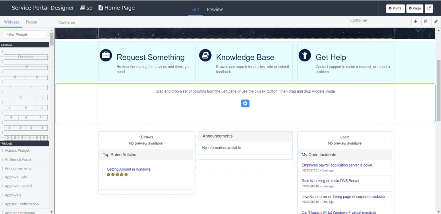 ServiceNow – Service Portalの開発の基本 ～ページの編集～ | ServiceNow研究所
