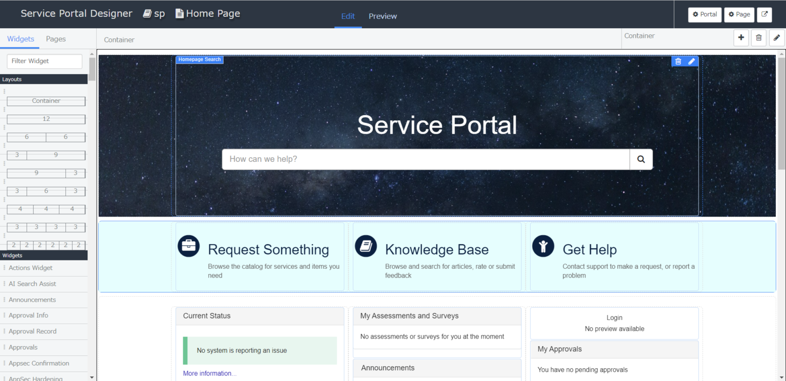 ServiceNow – Service Portalの開発の基本 ～ページの編集～ | ServiceNow研究所